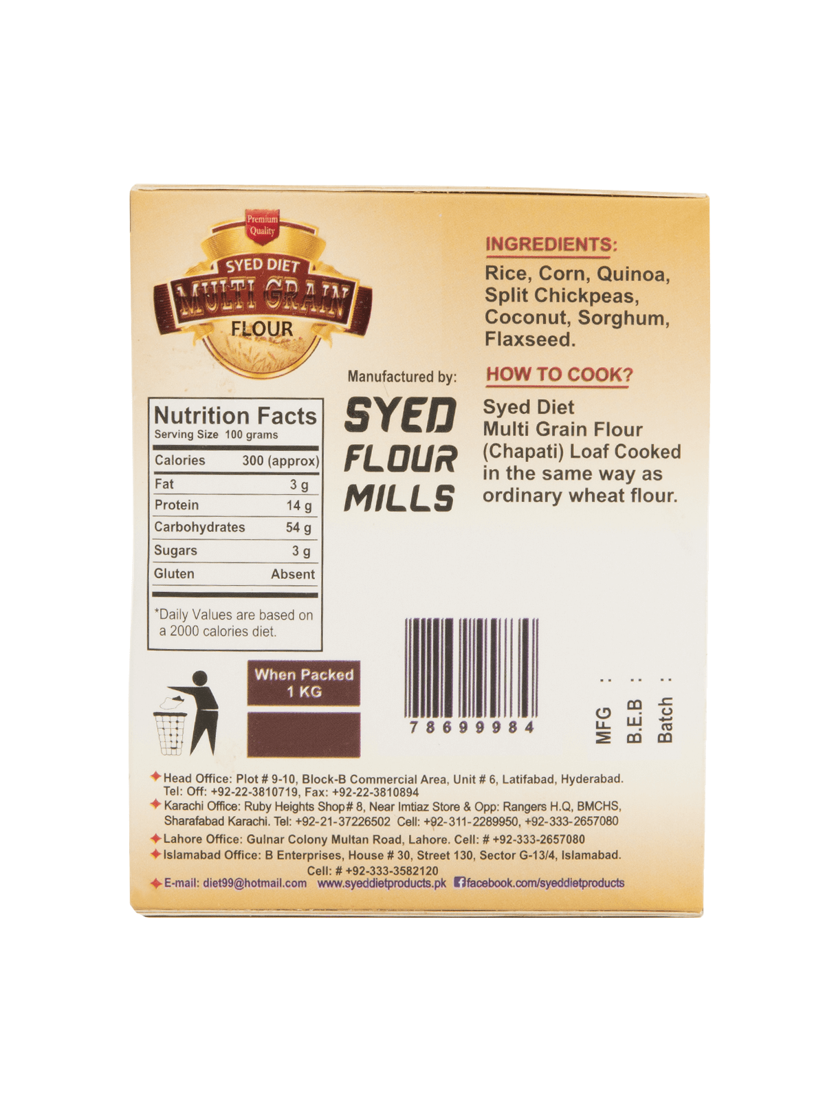 Syed Multigrain Flour | Gluten Free Rice, Quinoa & Chickpea Atta - Syed ...